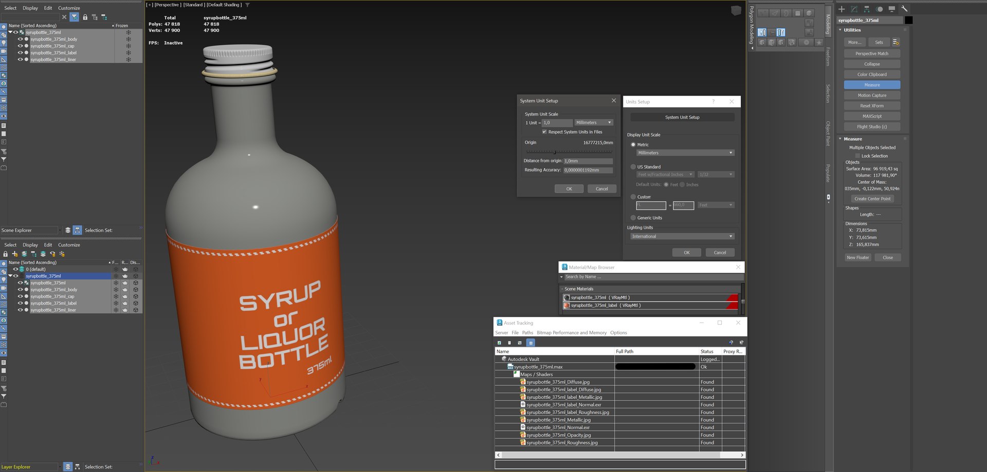 Syrup Bottle 375ml 3D - TurboSquid 2272455