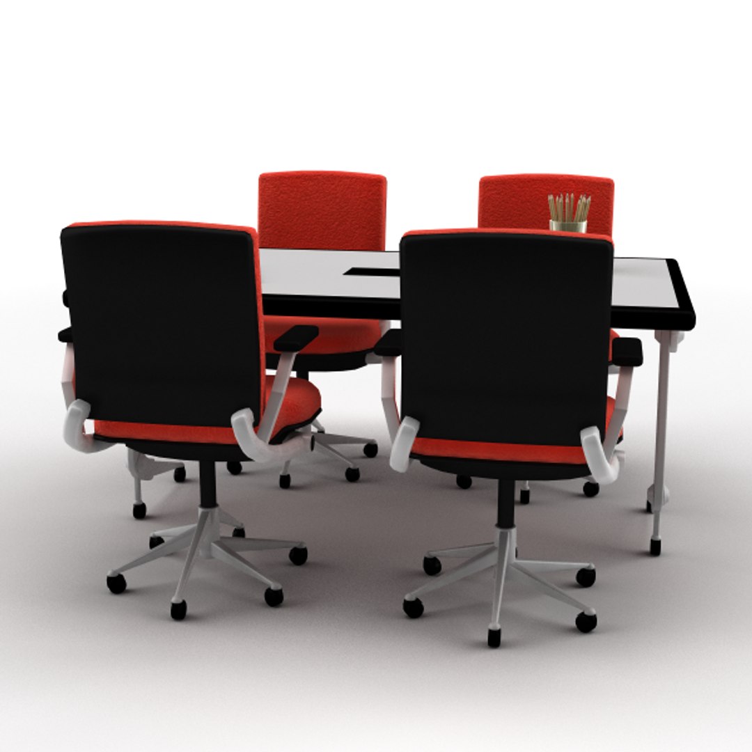 3d model modern classroom table chairs