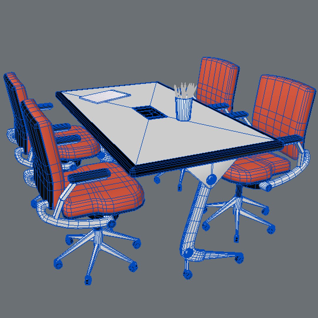 3d model modern classroom table chairs