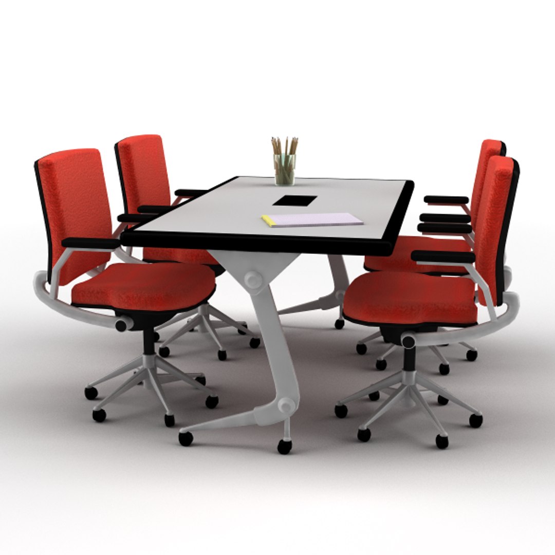 3d model modern classroom table chairs