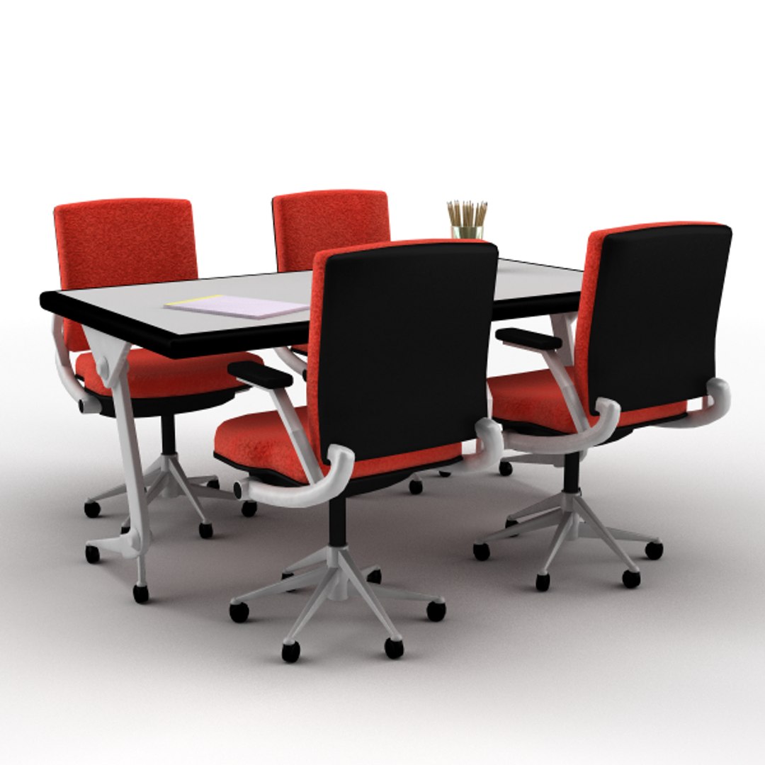 3d model modern classroom table chairs