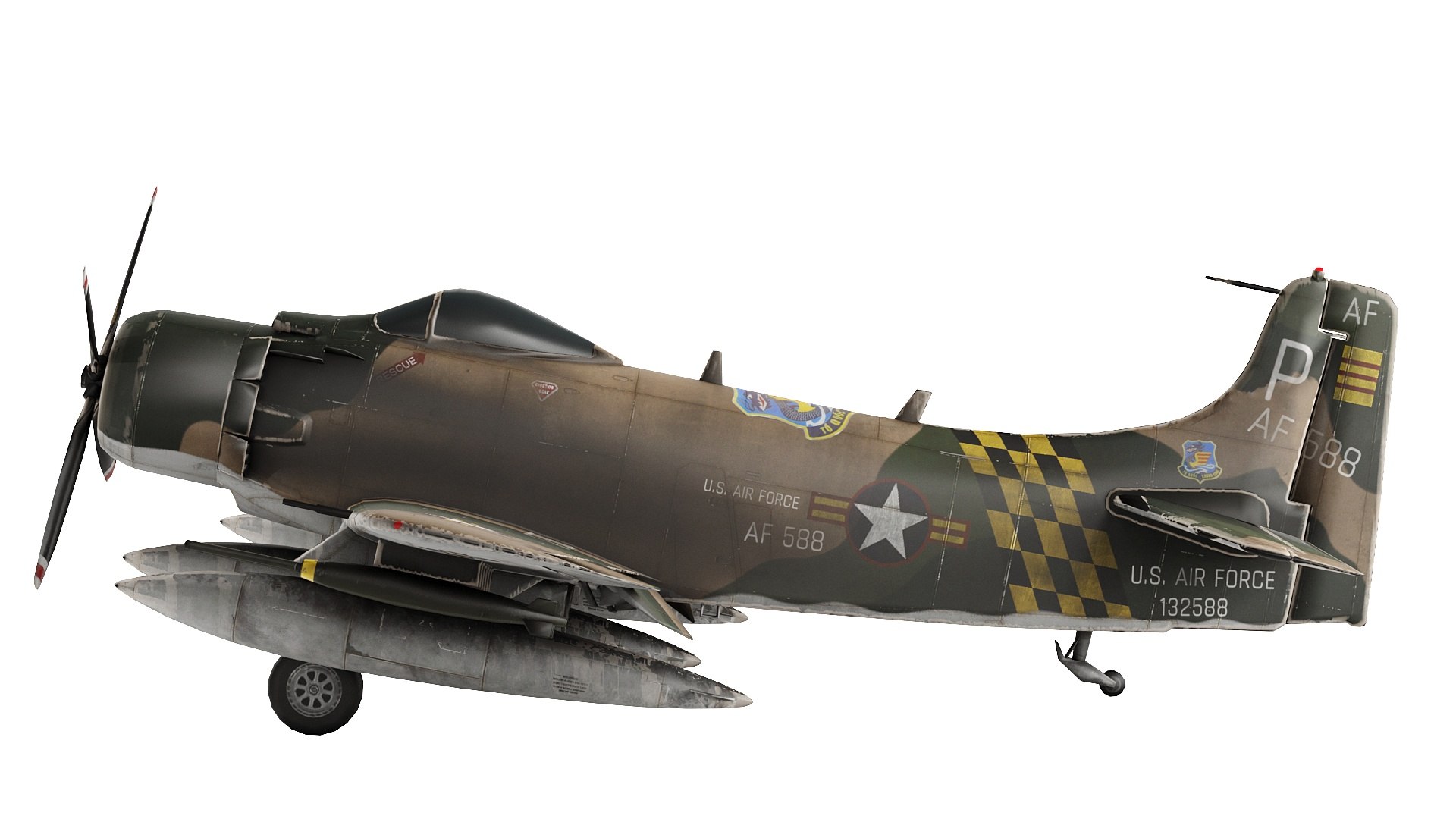 Douglas A-1 Skyraider Low-poly 3D Model - TurboSquid 2381594