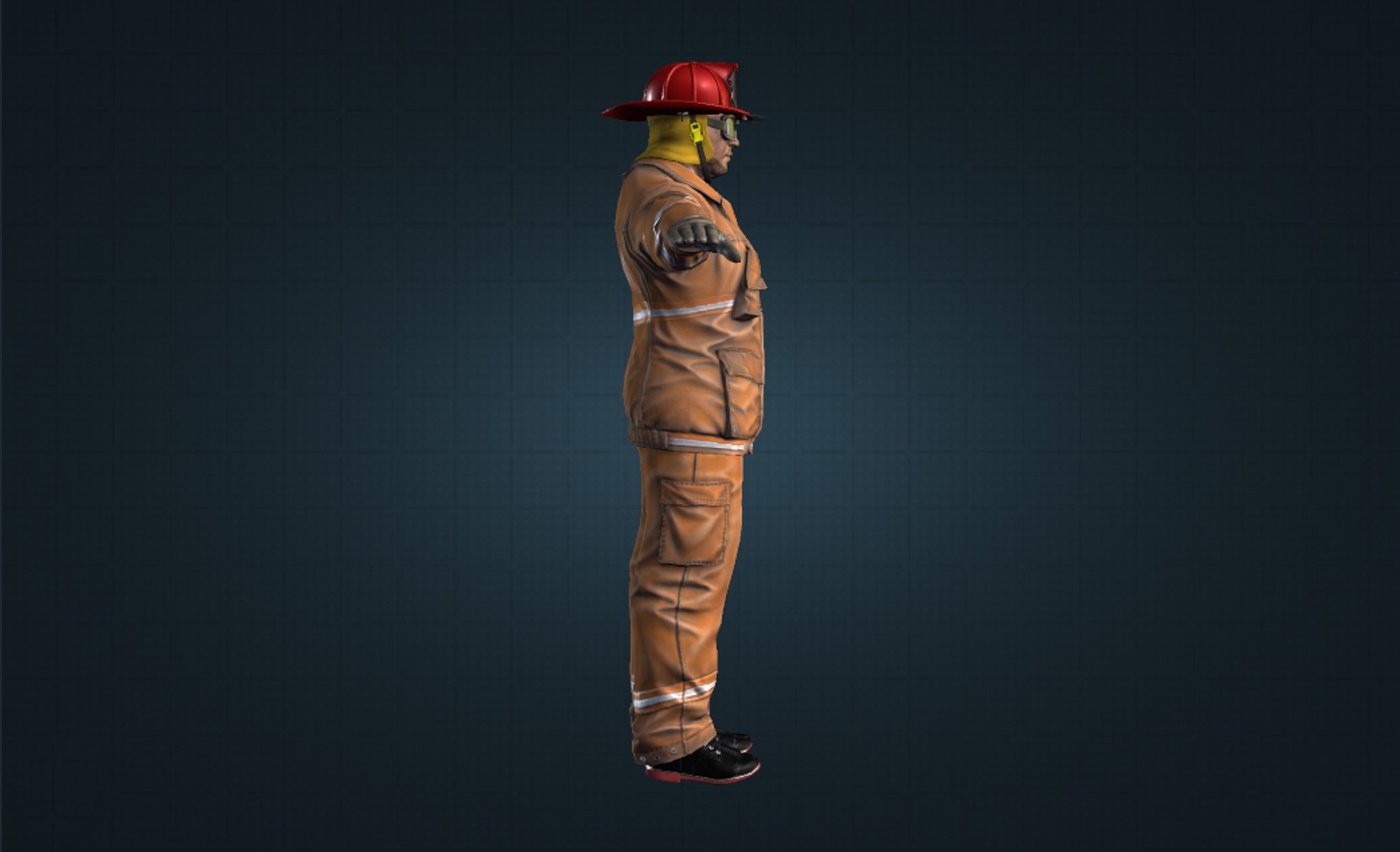 3d Firefighter Character Modeled