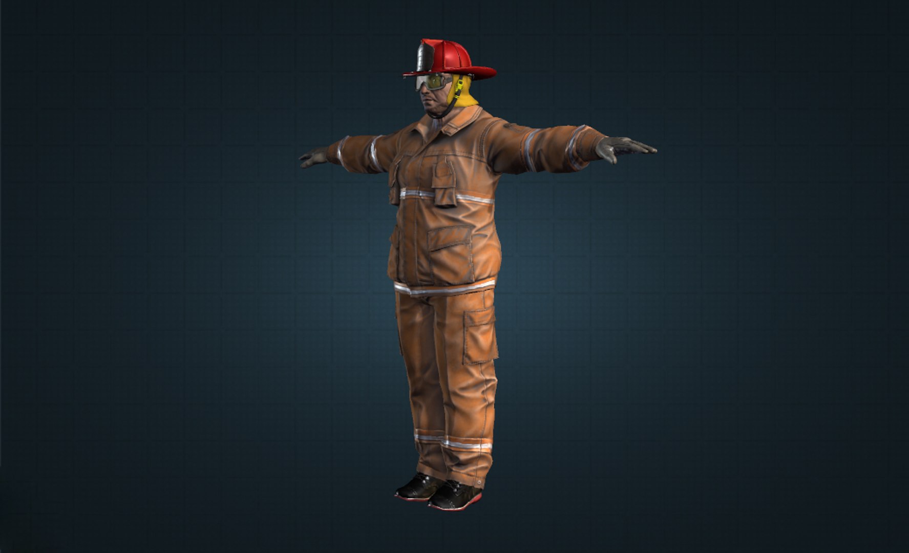 3d Firefighter Character Modeled