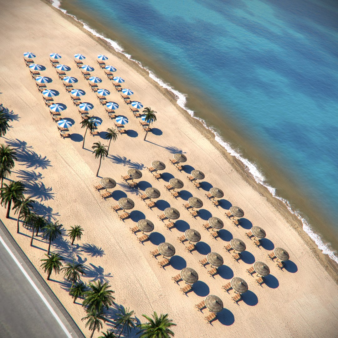 Max Beach Parasols Sunbeds