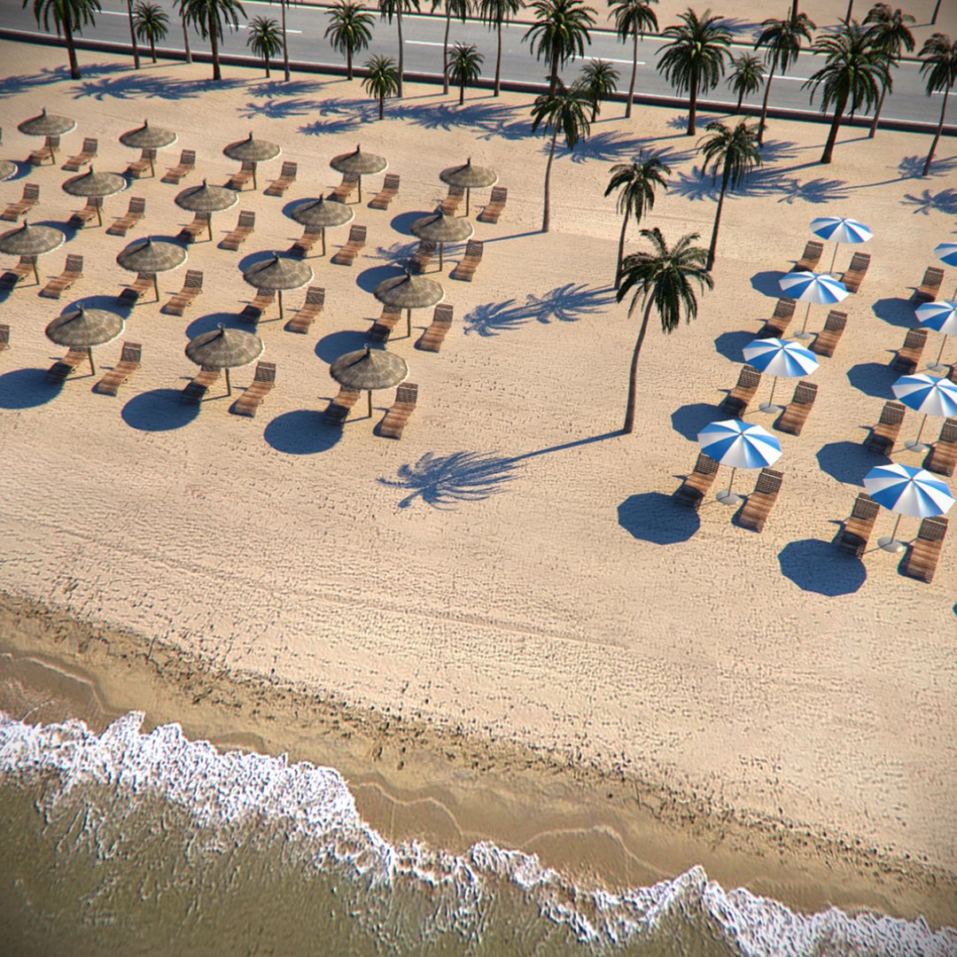 Max Beach Parasols Sunbeds