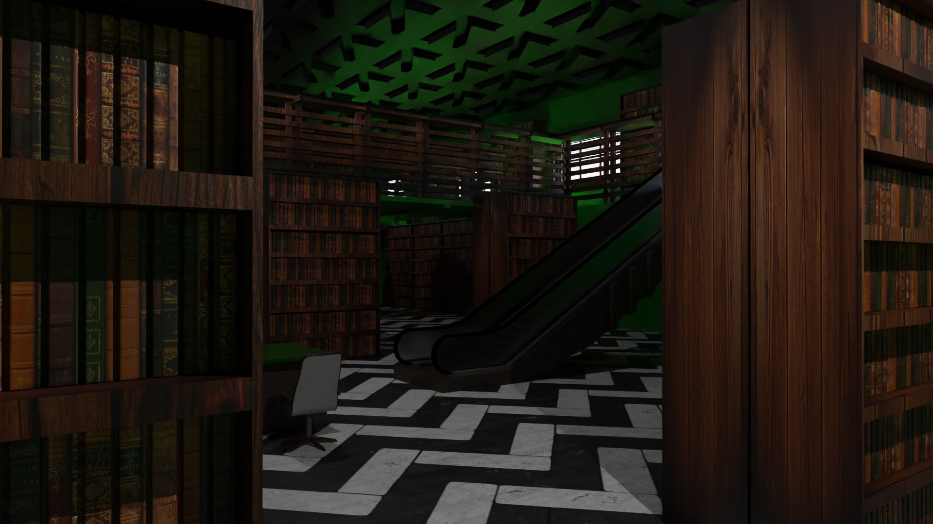 3D Library Interior - Bookstore Model - TurboSquid 2160965