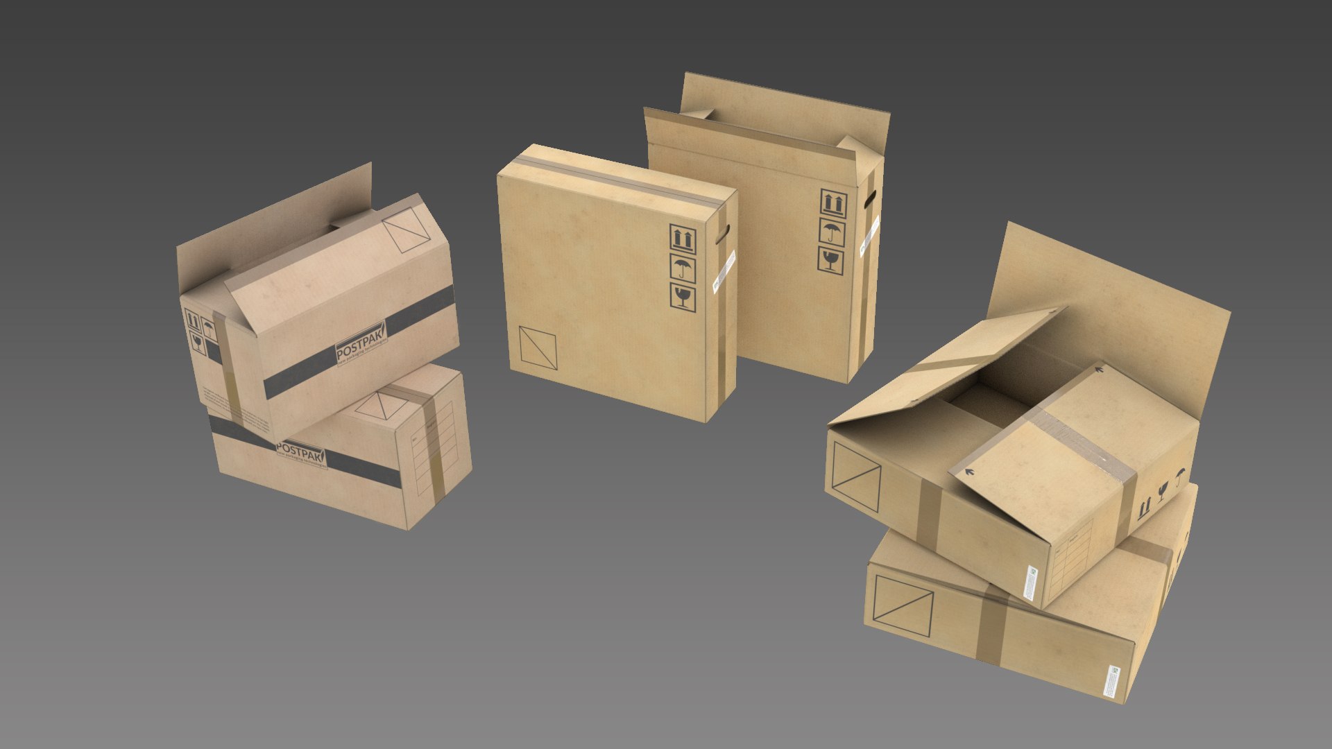 3D cardboard boxes - TurboSquid 1533825