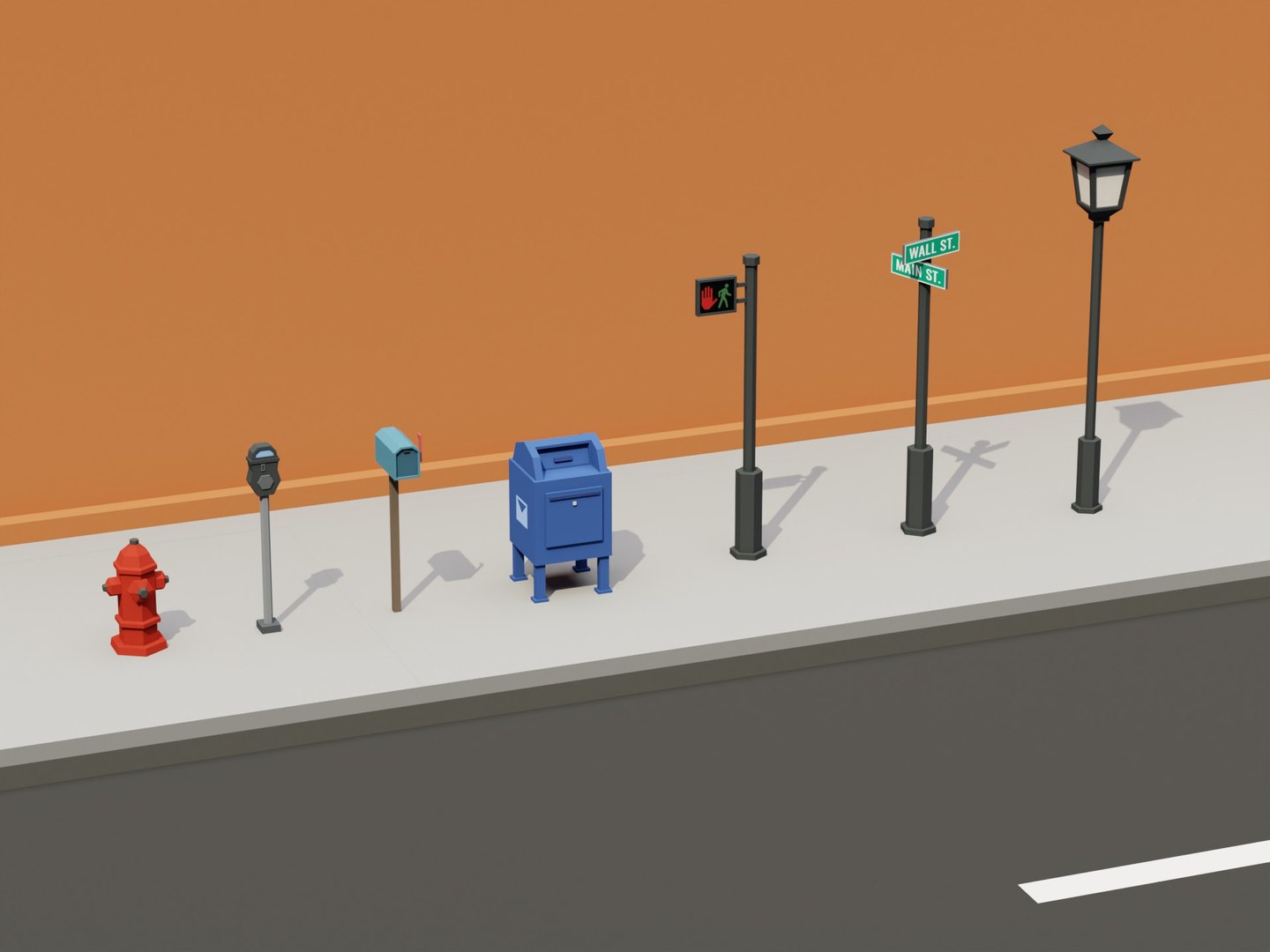 City Street Elements Assets Pack 3D Model - TurboSquid 1909354