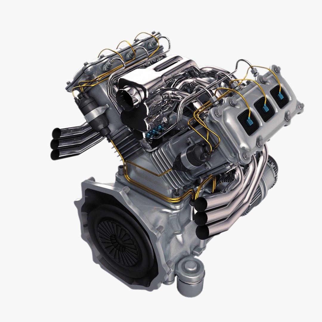 3d Engine V6 Model