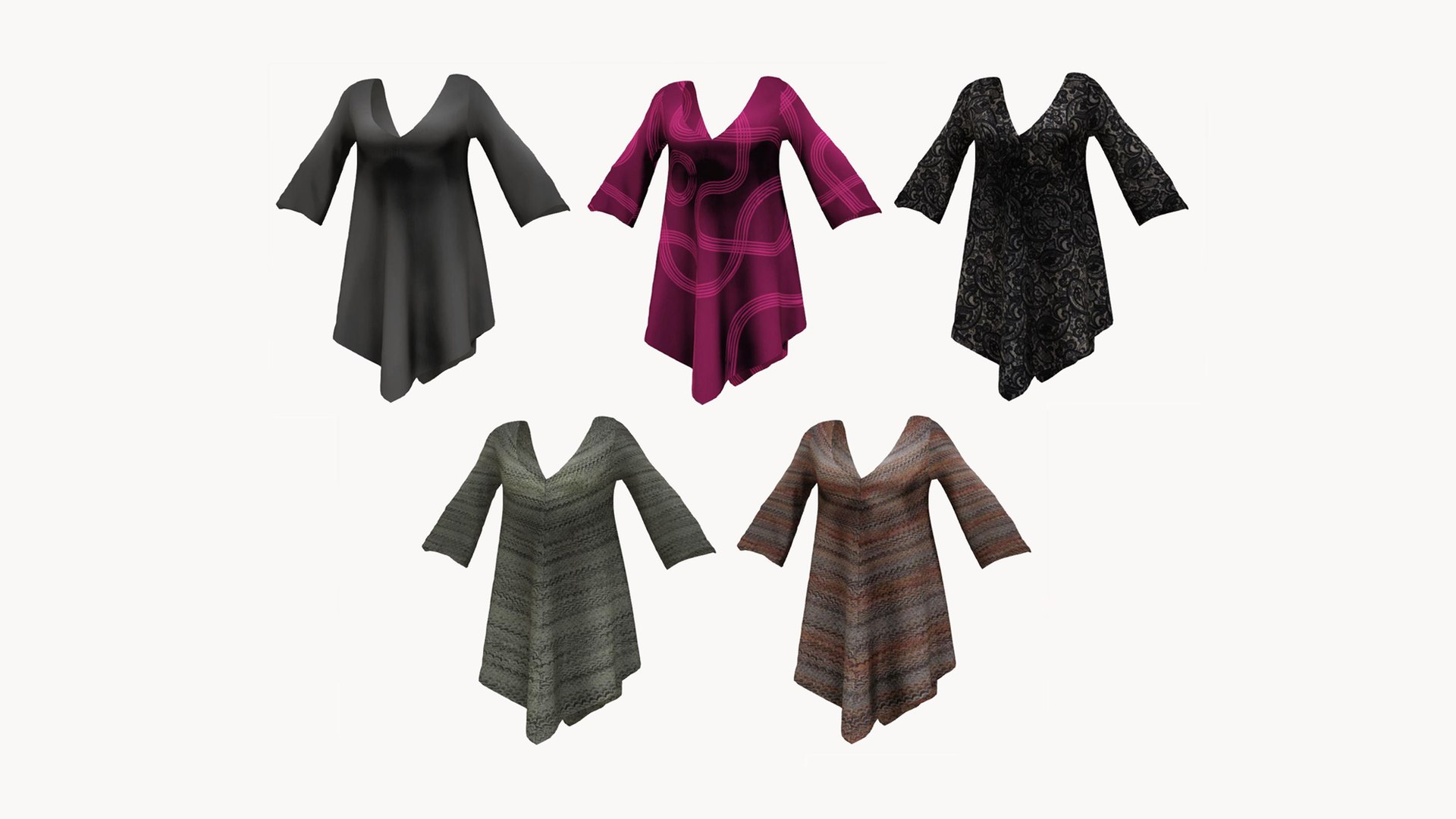 Long Sleeve Hem Triangle Dress model - TurboSquid 1758812