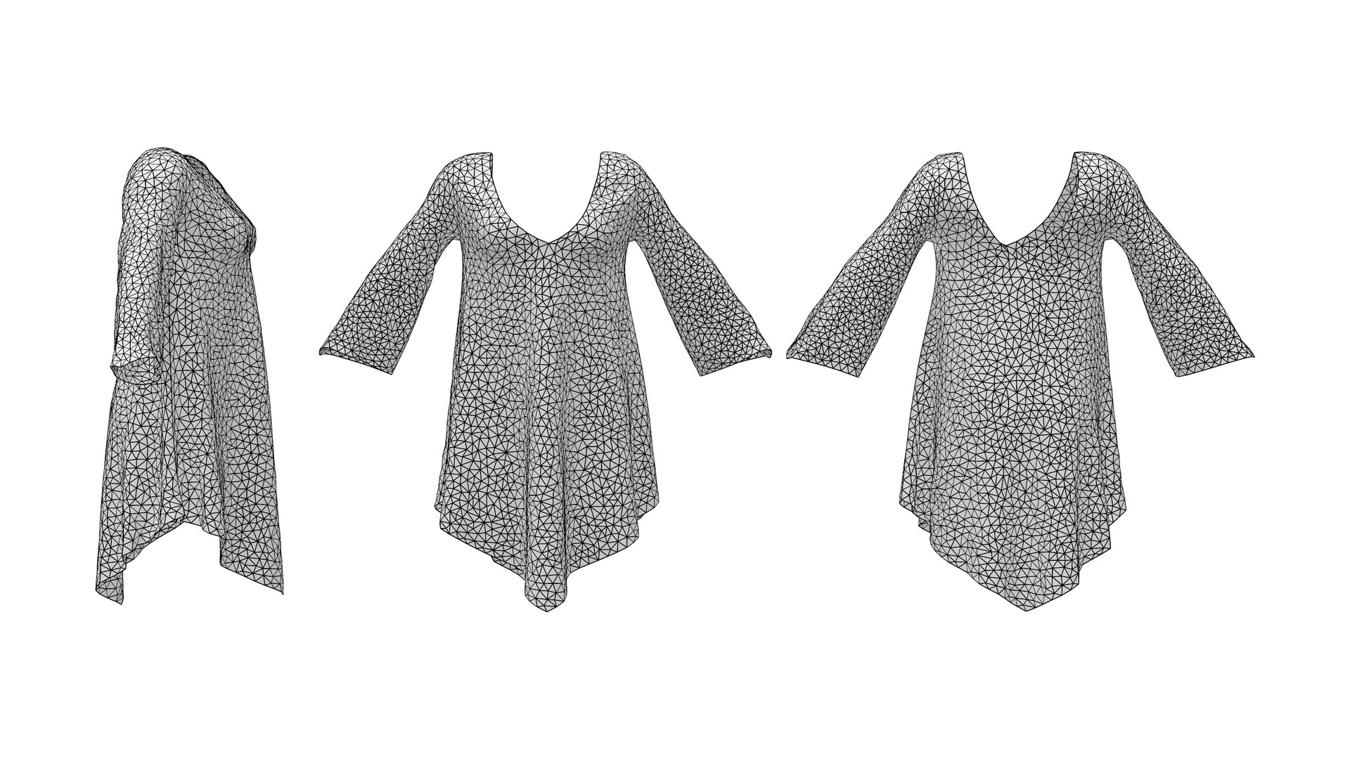 Long Sleeve Hem Triangle Dress model - TurboSquid 1758812