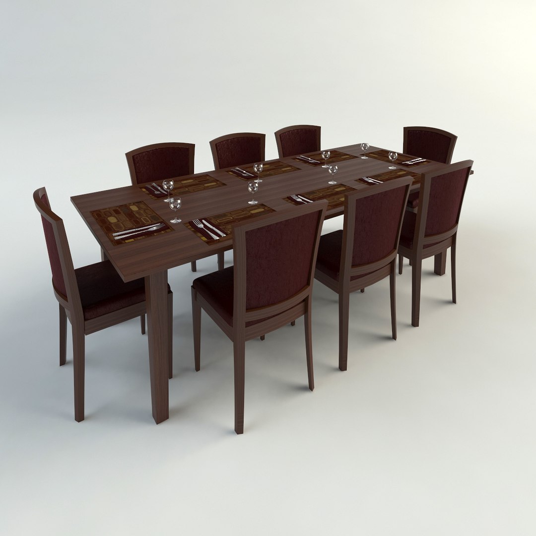 Dining Table Chairs 3d Model