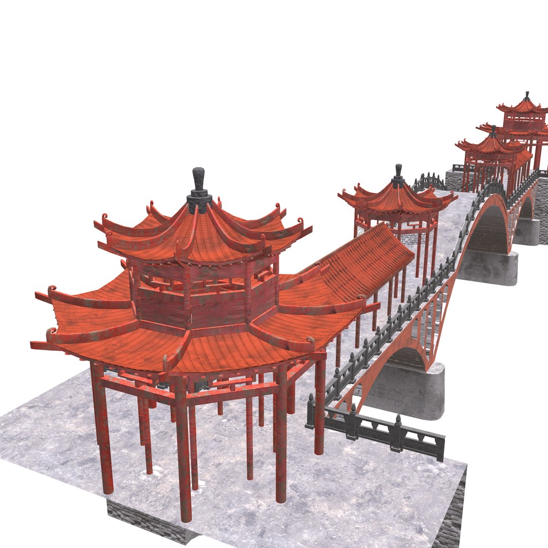 3D Asian Chinese Bridge Pavilions Model - TurboSquid 1493357