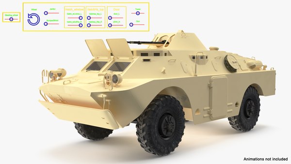 BRDM 2 Amphibious Vehicle Yellow Simple Interior Rigged model ...