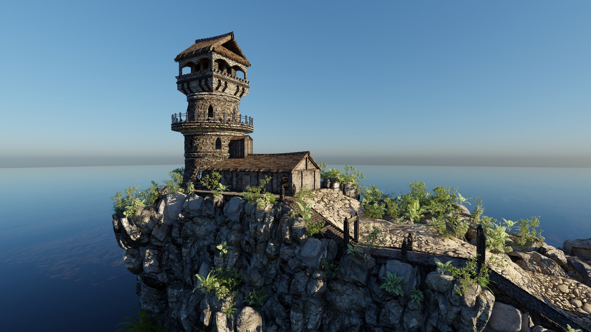 3D Island Watch Tower Scene - TurboSquid 2221807