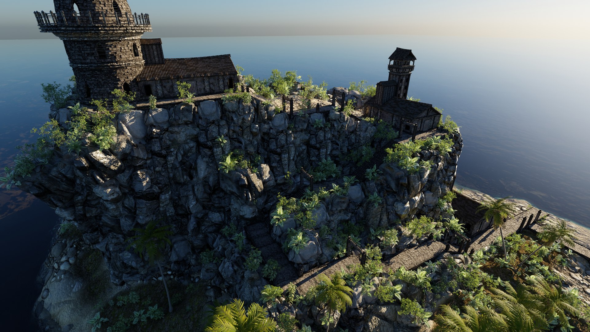 3D Island Watch Tower Scene - TurboSquid 2221807