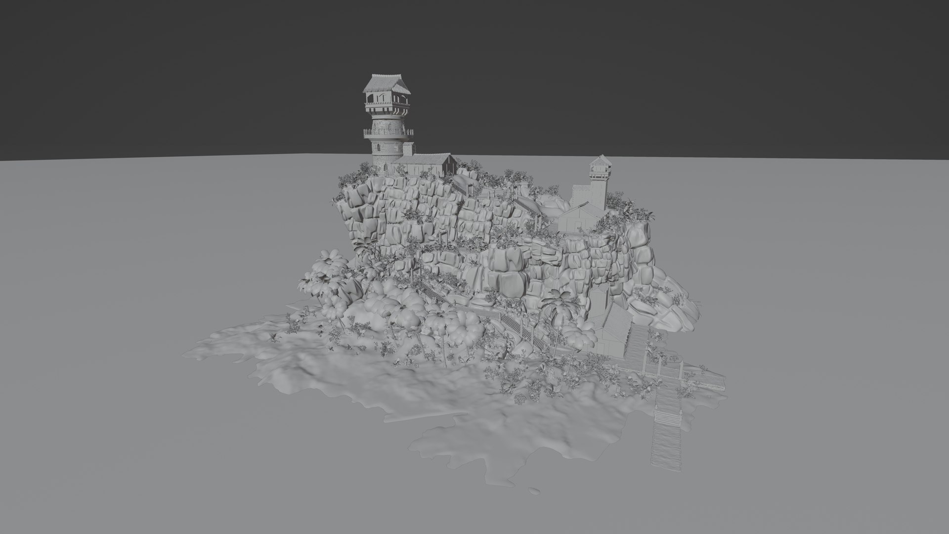 3D Island Watch Tower Scene - TurboSquid 2221807