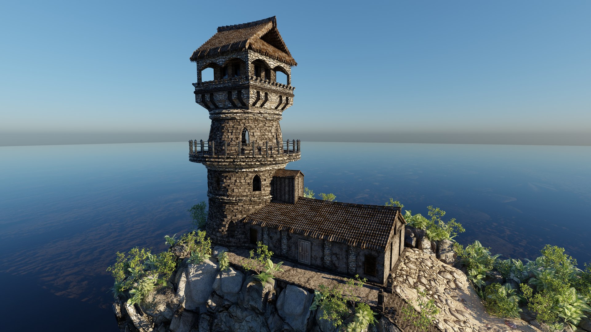 3D Island Watch Tower Scene - TurboSquid 2221807