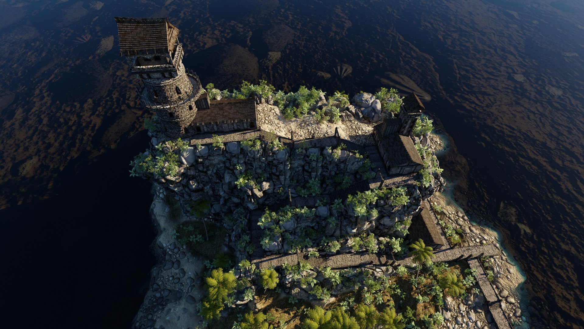 3D Island Watch Tower Scene - TurboSquid 2221807
