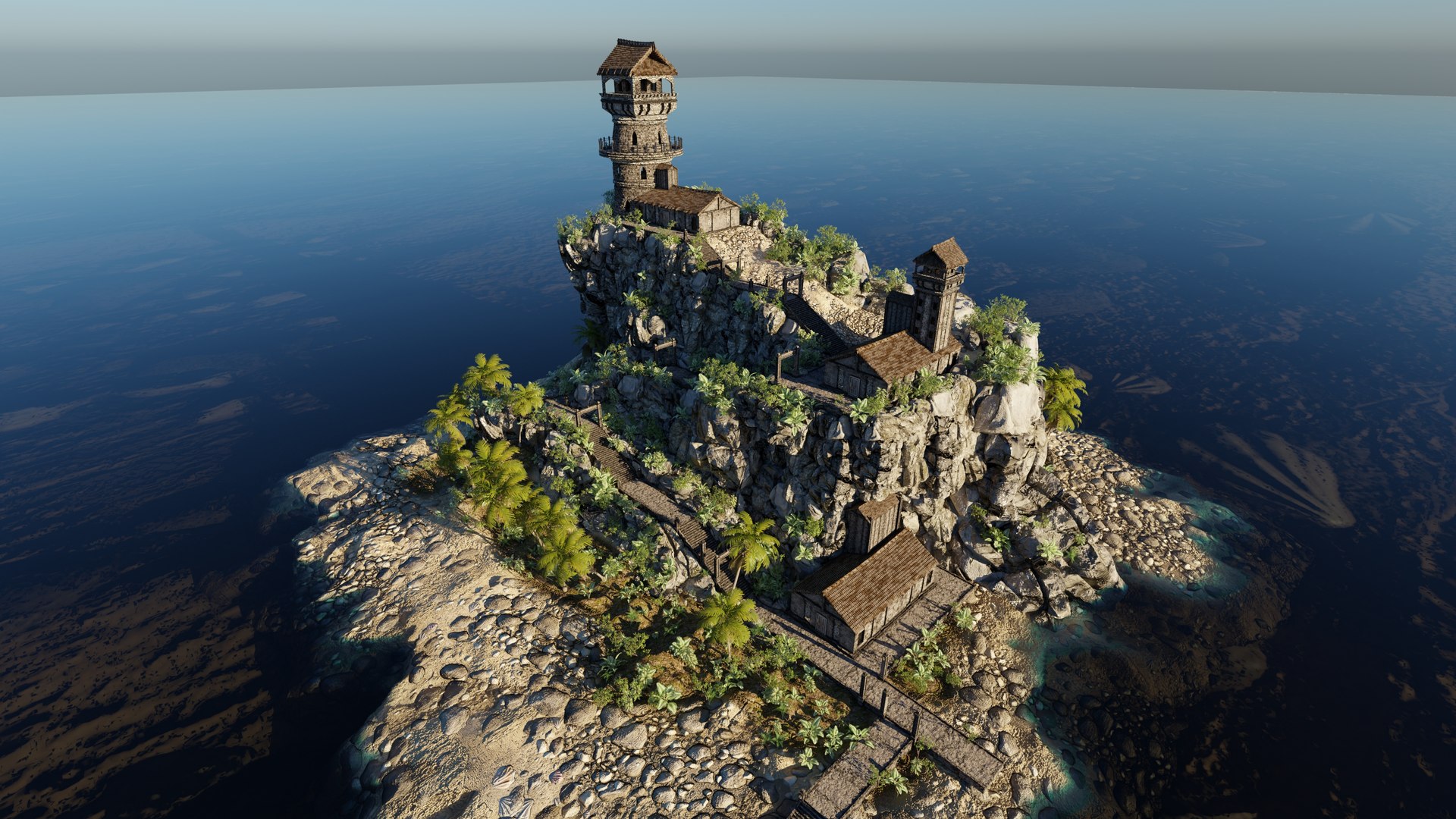 3D Island Watch Tower Scene - TurboSquid 2221807
