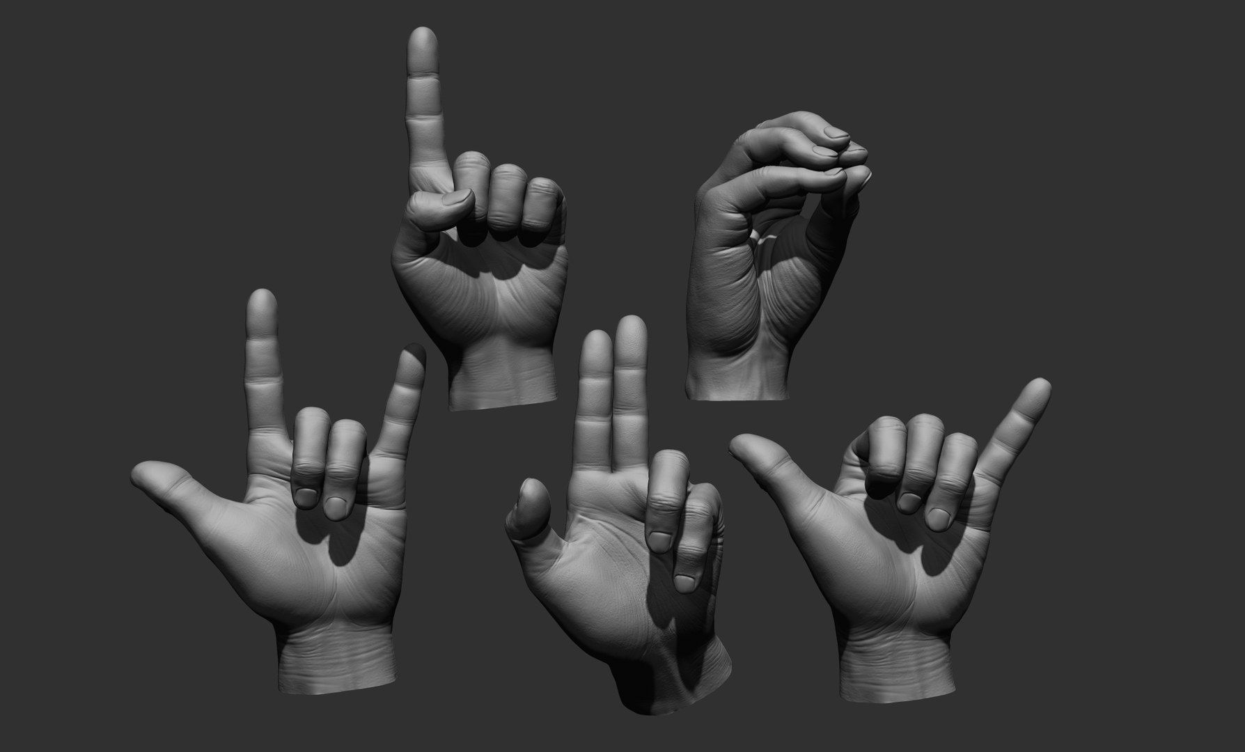3D 5 Male Hand Poses - TurboSquid 1799333