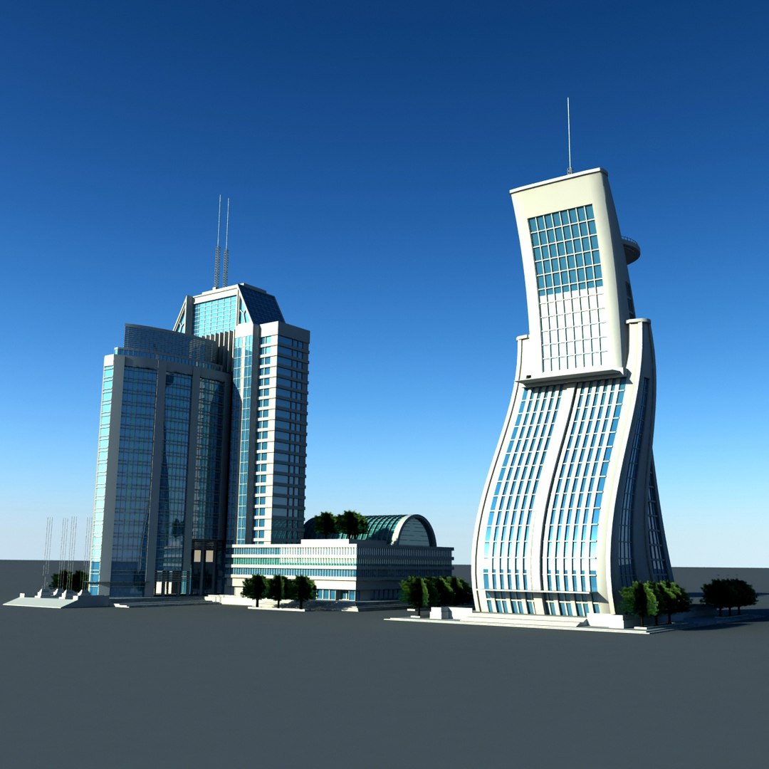 3d Model Modern Building Set01