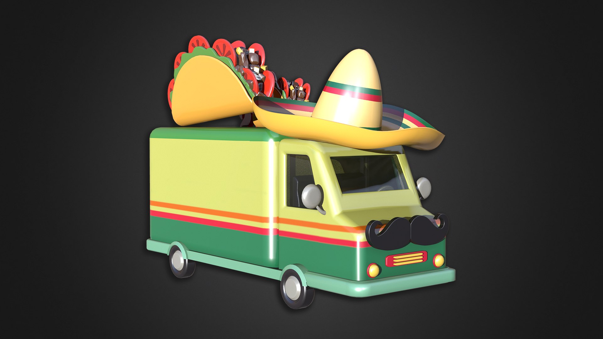 3D Asset - Cartoons - Food Taco Car Model - TurboSquid 2159022