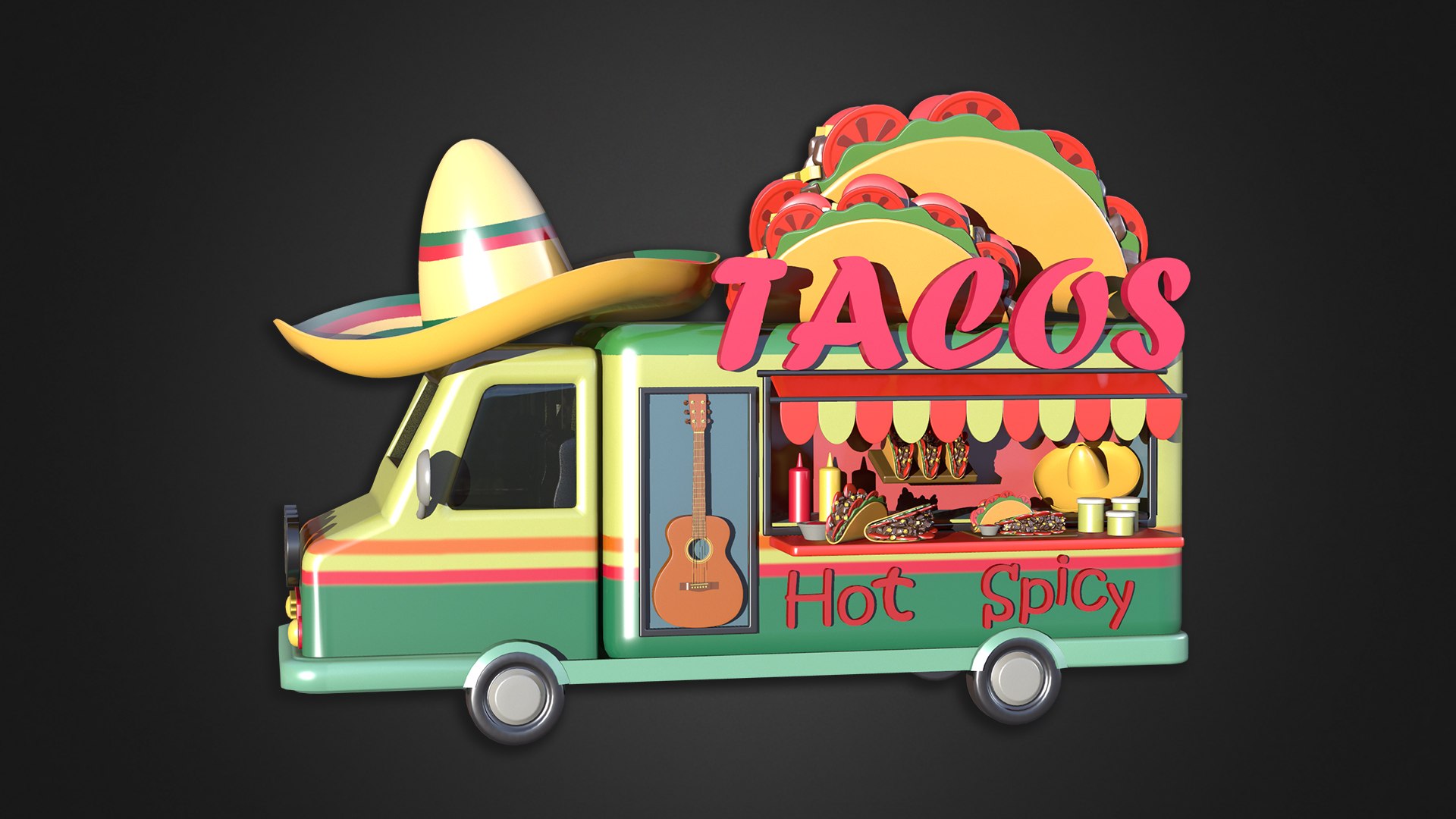 3D Asset - Cartoons - Food Taco Car Model - TurboSquid 2159022