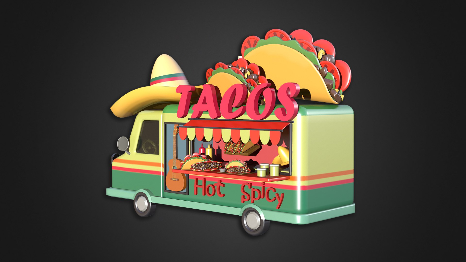 3D Asset - Cartoons - Food Taco Car Model - TurboSquid 2159022