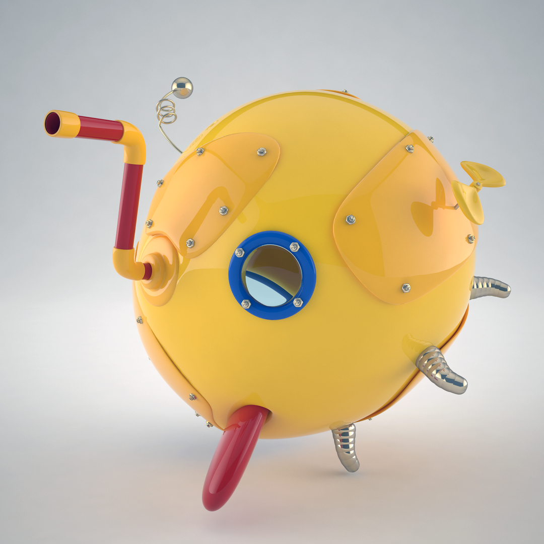 3d stylized cartoon mini submarine model