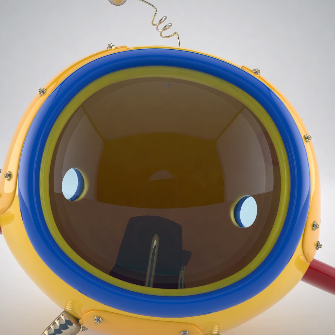 3d stylized cartoon mini submarine model