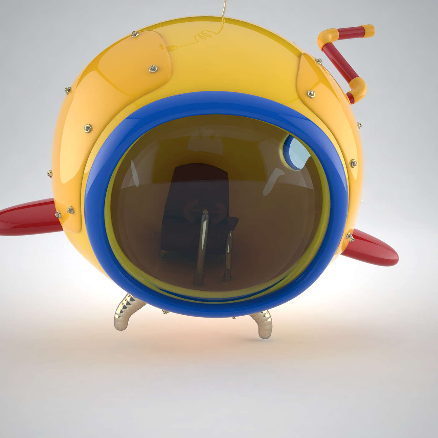 3d stylized cartoon mini submarine model
