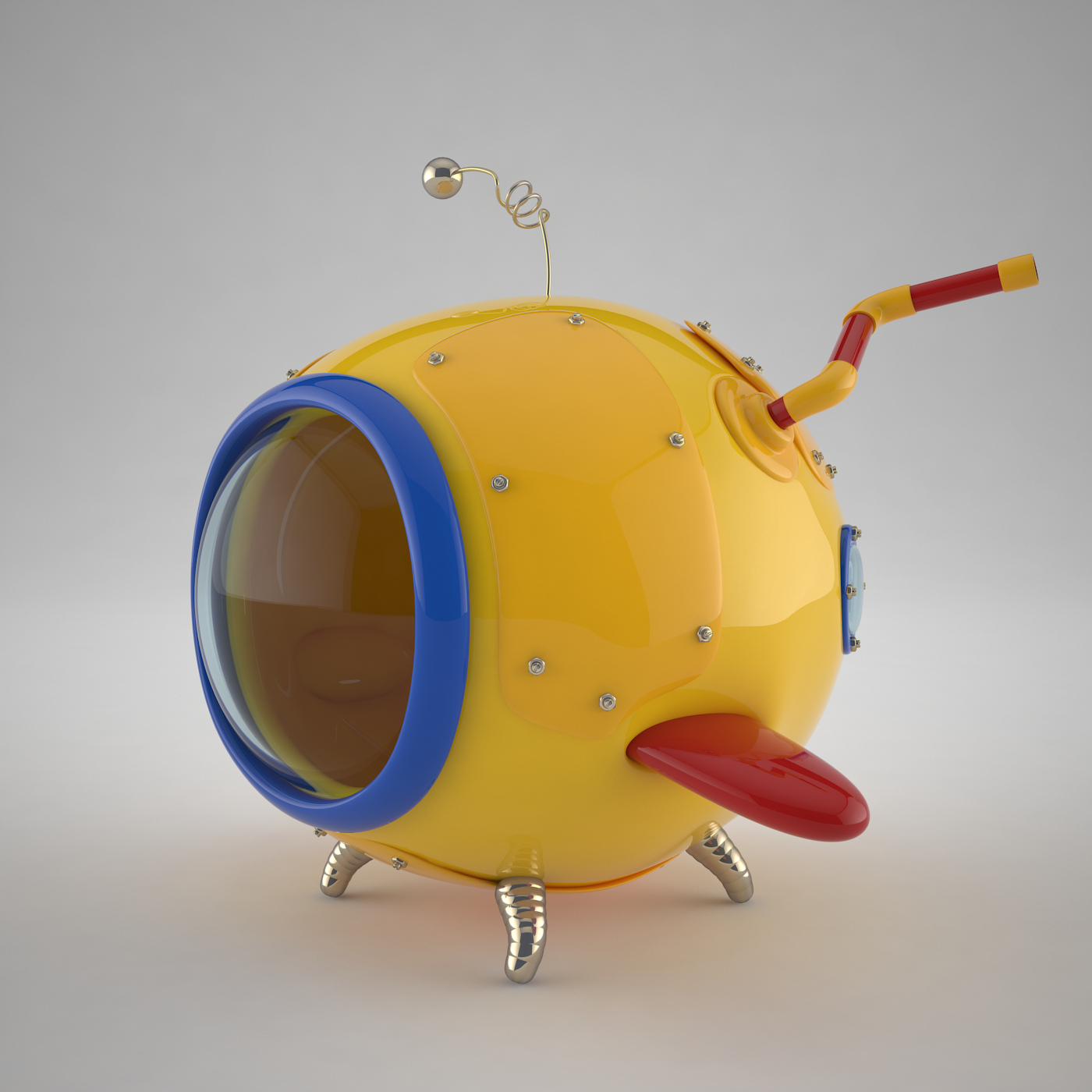 3d stylized cartoon mini submarine model
