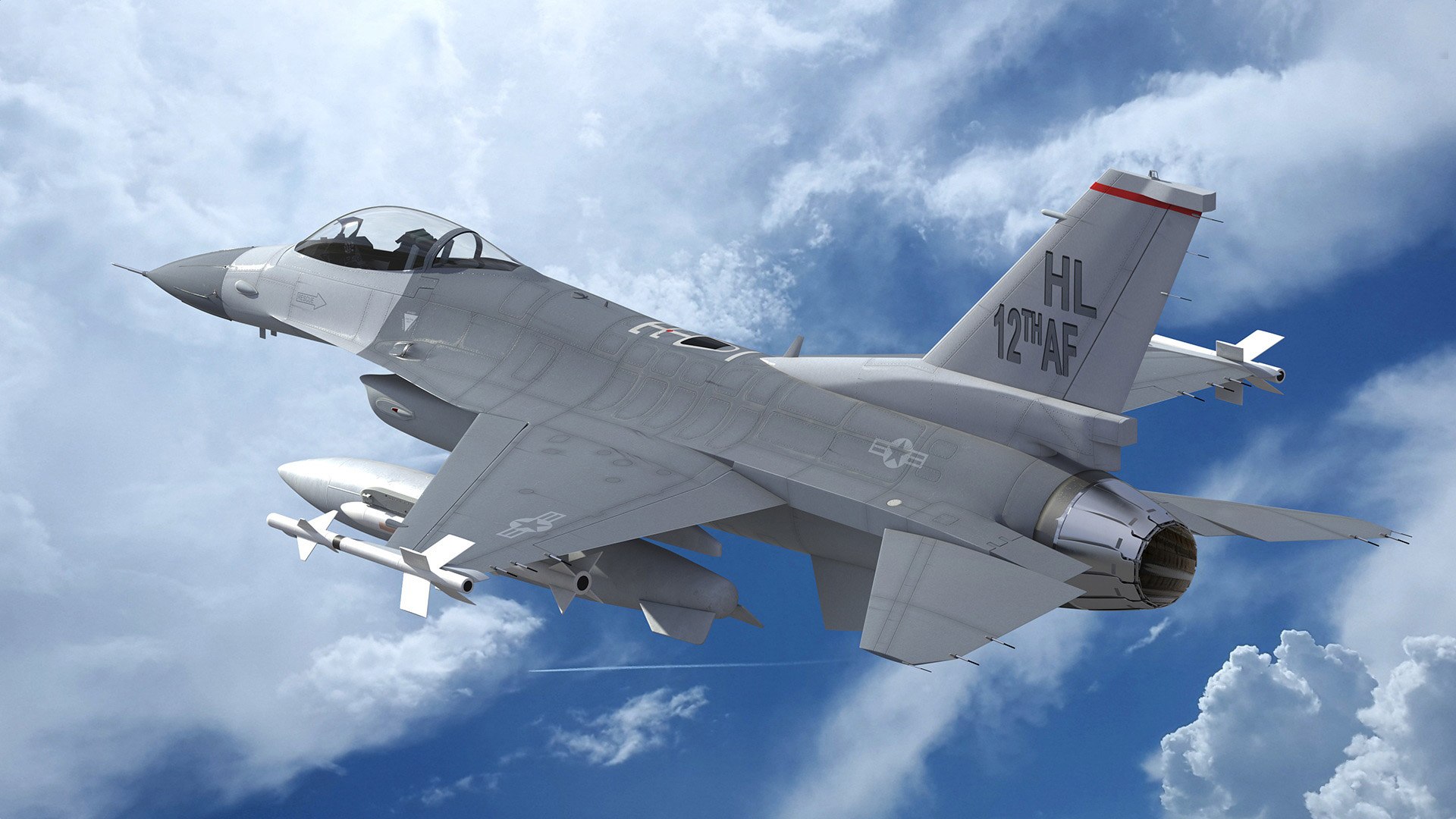 3D Fighter F-16 With Missile Launcher LAU-129 - TurboSquid 2292203