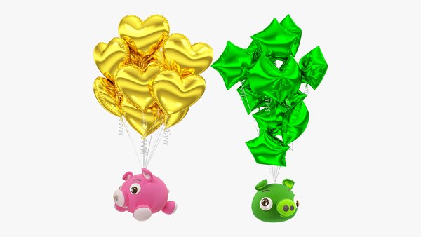 modelo 3d Colección Cerditos Peluches con Globos V1 - TurboSquid 1898961