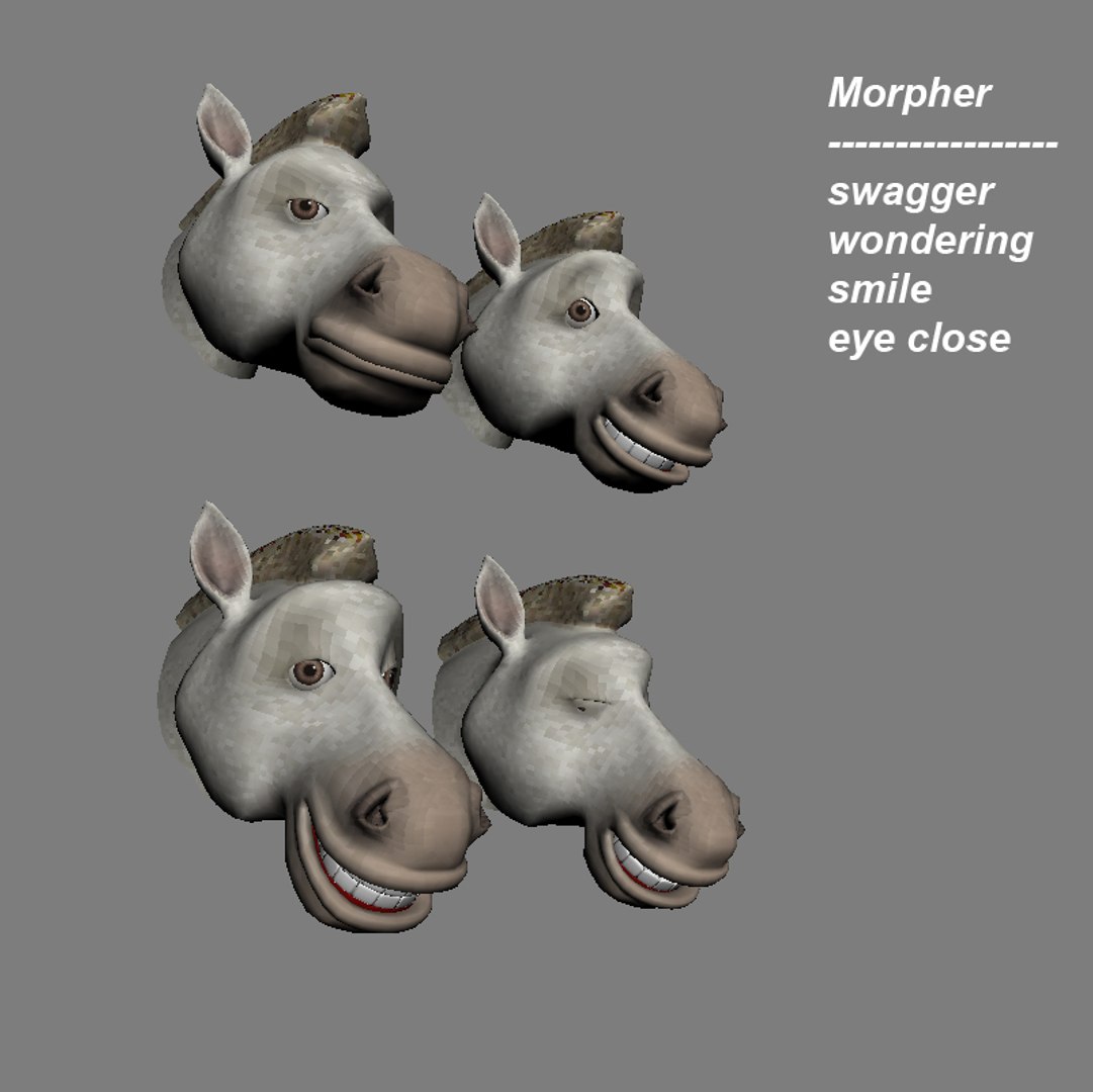 funny cartoon horse rig 3d model