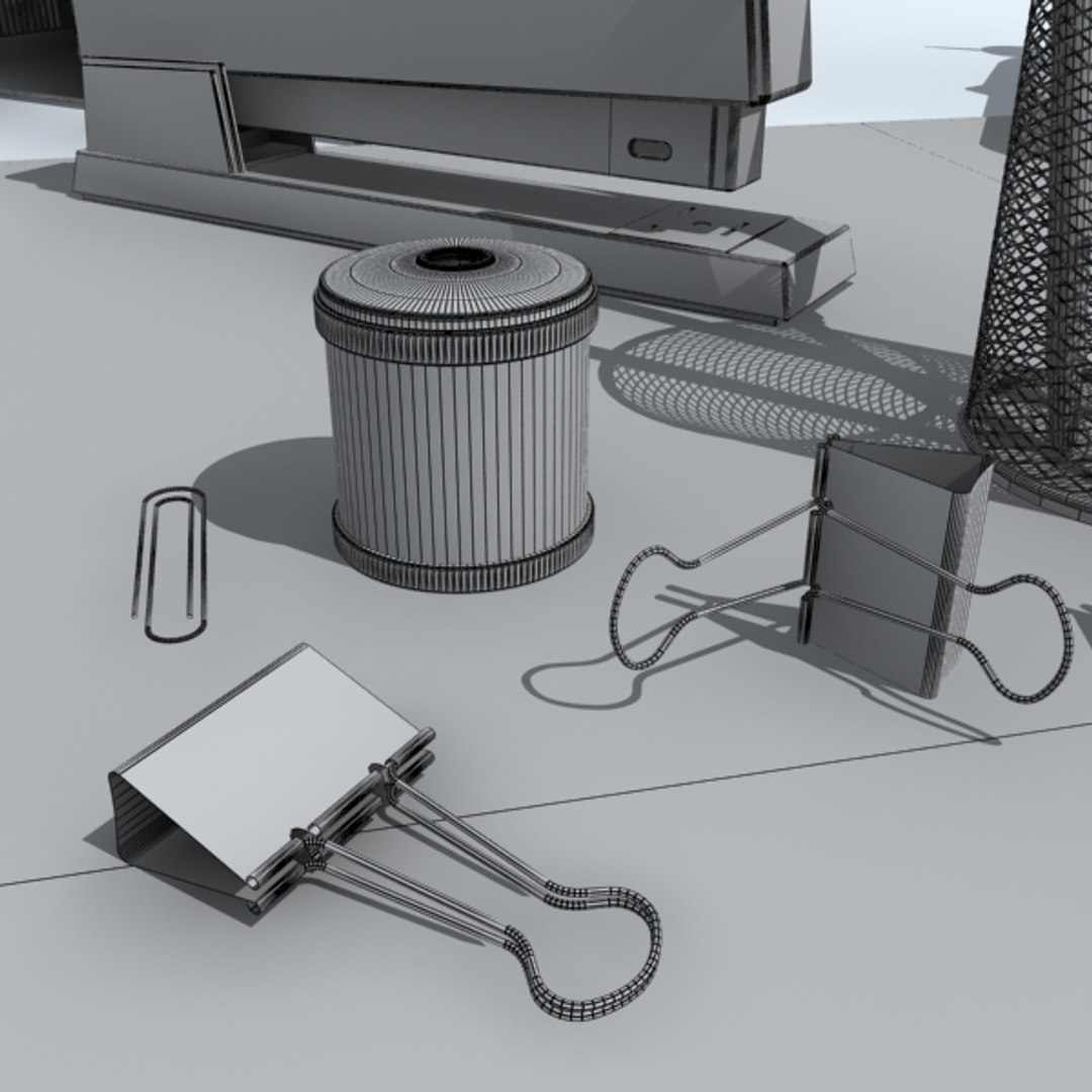 3d desk clutter