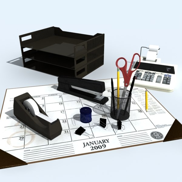 3d desk clutter
