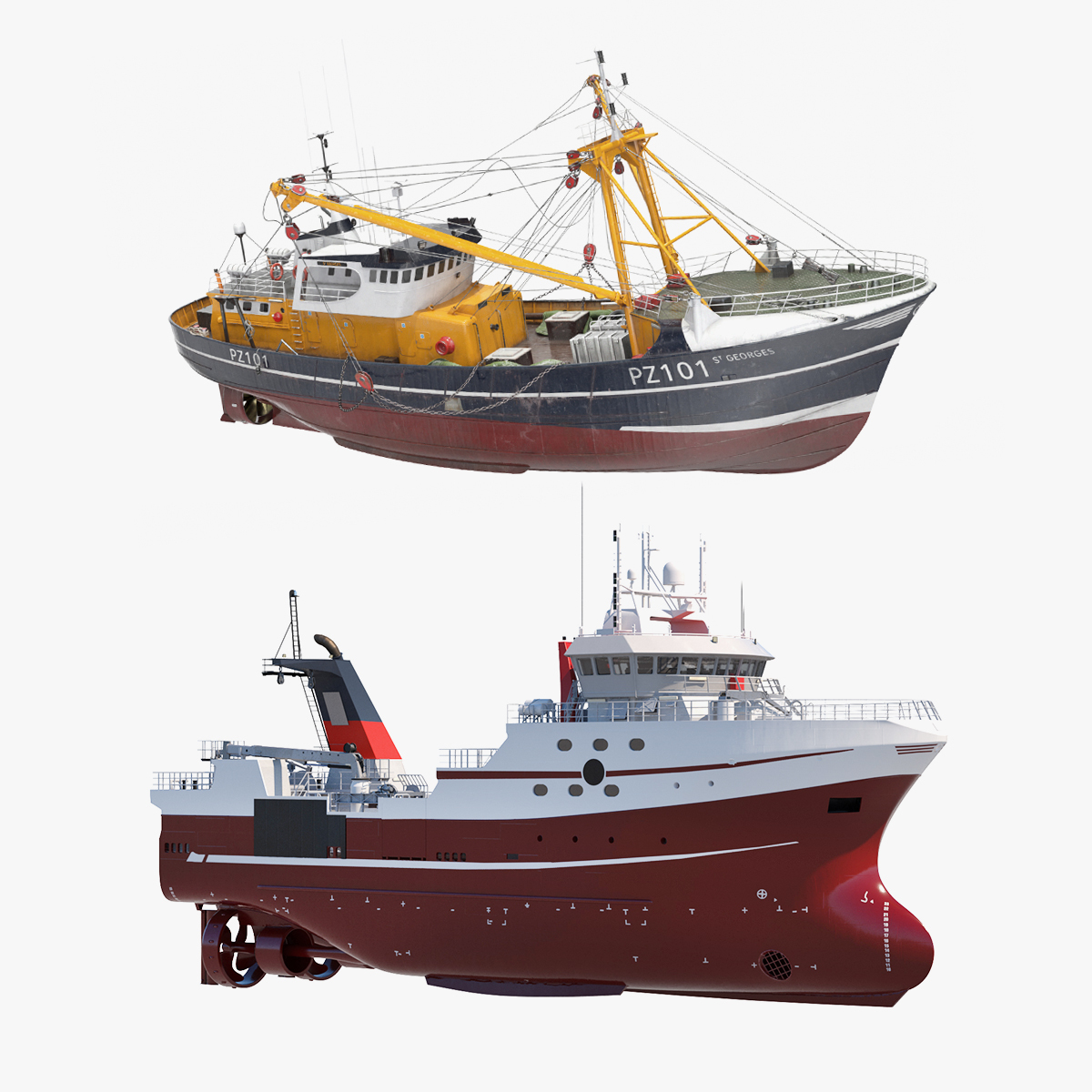 Trawler fishing vessels trawls 3D model - TurboSquid 1620916