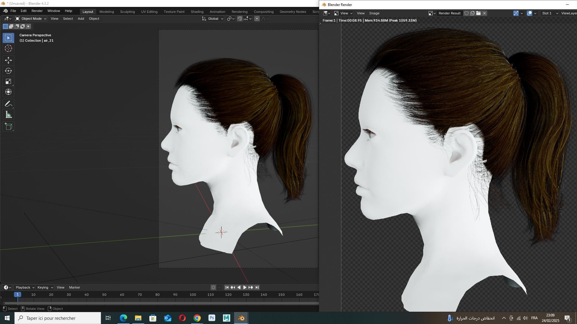 Free Game-Ready 3D Female Hair Realistic Ponytail Model 3D Model ...