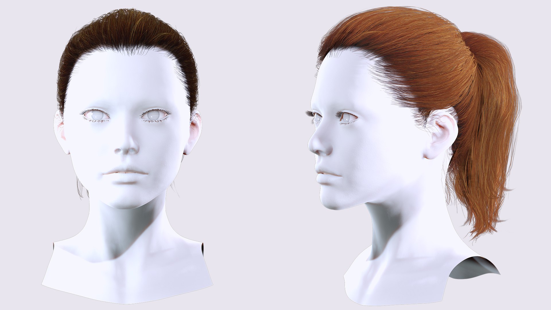 Free Game-Ready 3D Female Hair Realistic Ponytail Model 3D Model ...