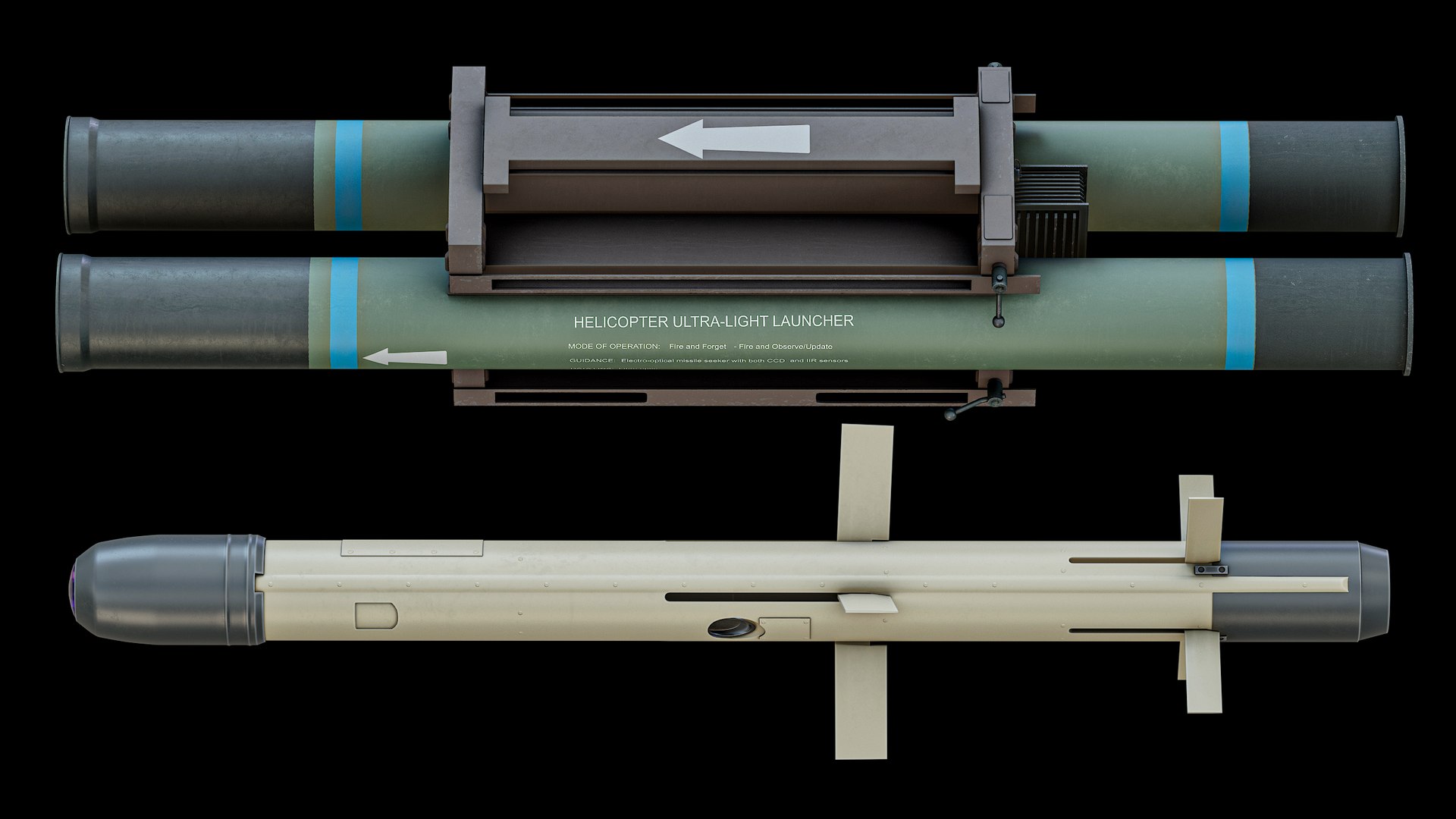 3D Spike ER2 Missile With The Helicopter Launcher PBR - TurboSquid 2319381