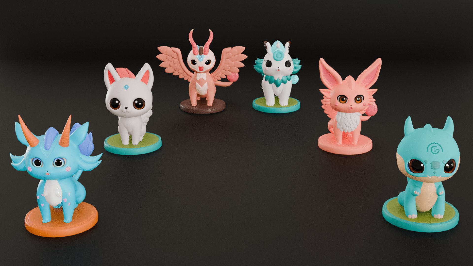 Pack Of 6 Adorable Low-Poly Dragons Perfect For Games Printing Model ...