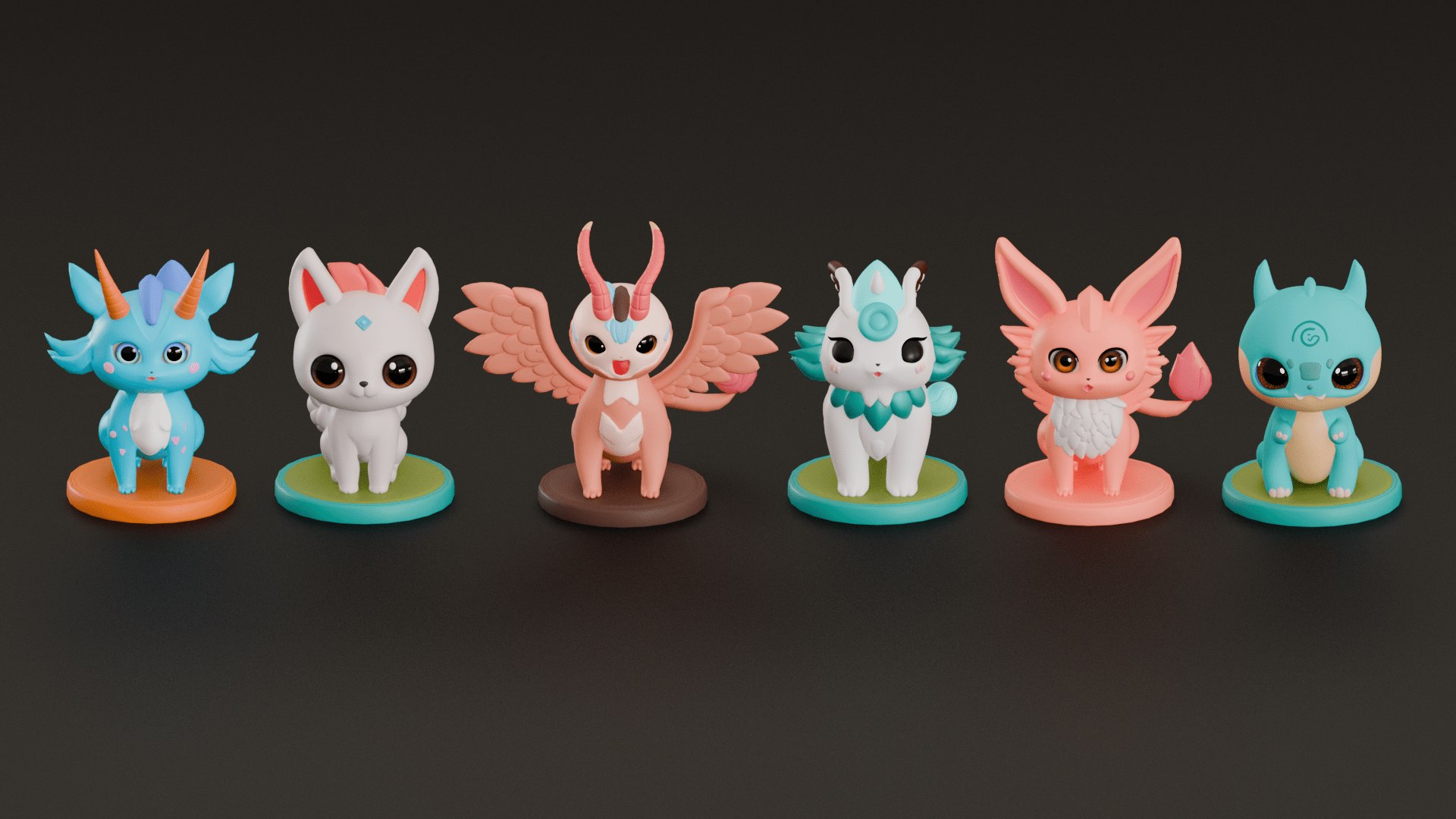 Pack Of 6 Adorable Low-Poly Dragons Perfect For Games Printing Model ...