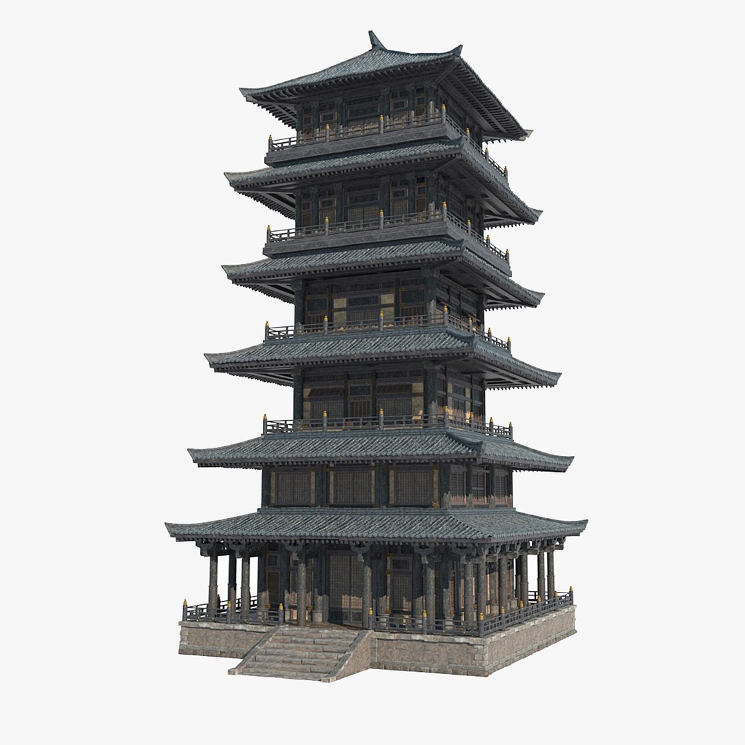 3D Model Asian Ancient Architecture Tower Attic - TurboSquid 2367650