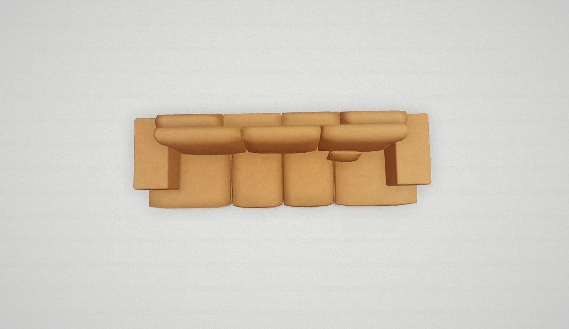3D Game asset Modern Orange Four-Seater Sofa with Cushion model ...