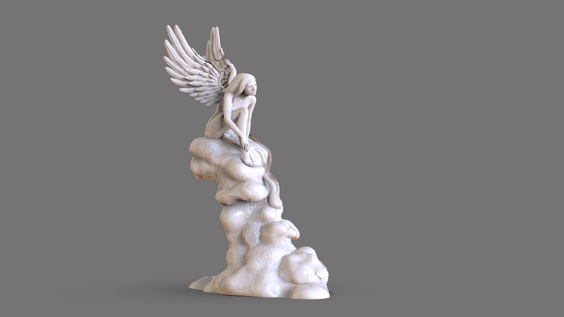 3D Angel Over The Cloud Sstatue - TurboSquid 1949737