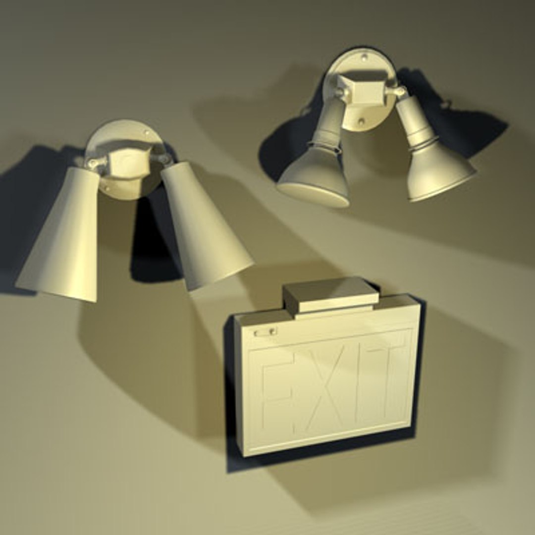 3ds Max Exit Light Fixtures 01