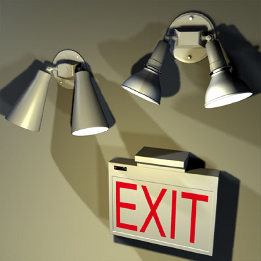 3ds Max Exit Light Fixtures 01